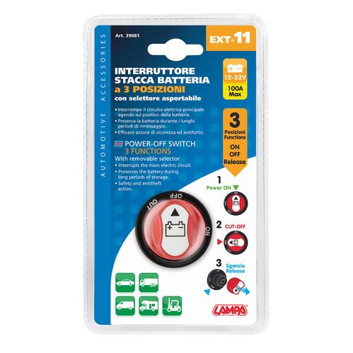 Διακοπτης POWER-OFF Μπαταριας 12>32V 100A 29mm EXT-11 3 Λειτουργιων