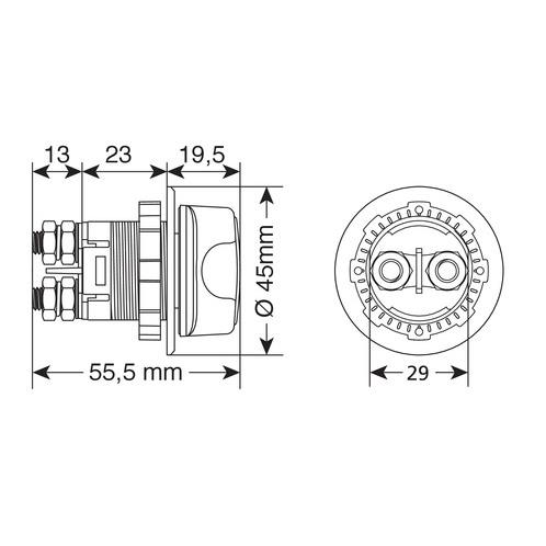 Διακοπτης POWER-OFF Μπαταριας 12>32V 100A 29mm EXT-11 3 Λειτουργιων