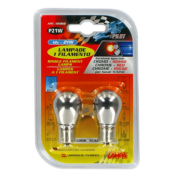 Lampa Λαμπακι 12V/P21W ΧΡΩΜΙΟΥ/ΚΟΚΚΙΝΟ Φως L58068