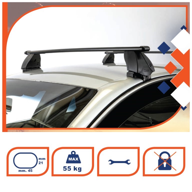 K39 Μπάρες Οροφής Ατσάλινες K1 Pro 112εκ. Universal (Σετ χωρίς πόδια)