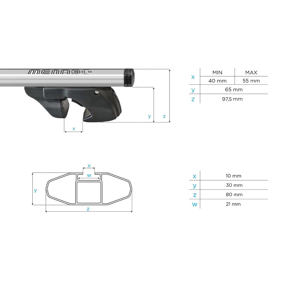 Μπαρες Οροφης Αλουμινιου Με Κλειδαρια Jackson 120 cm Menabo (STANDARD ...