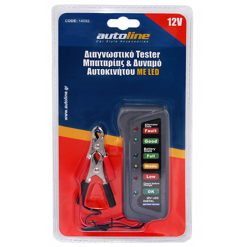 Autoline 14092 Ψηφιακό Battery Tester με Κροκοδειλάκια