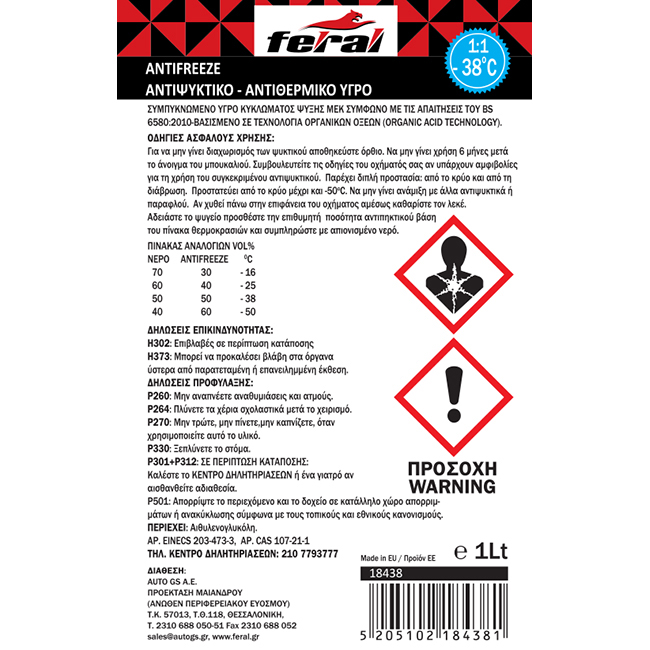 Αντιψυκτικο Υγρο 1L Feral