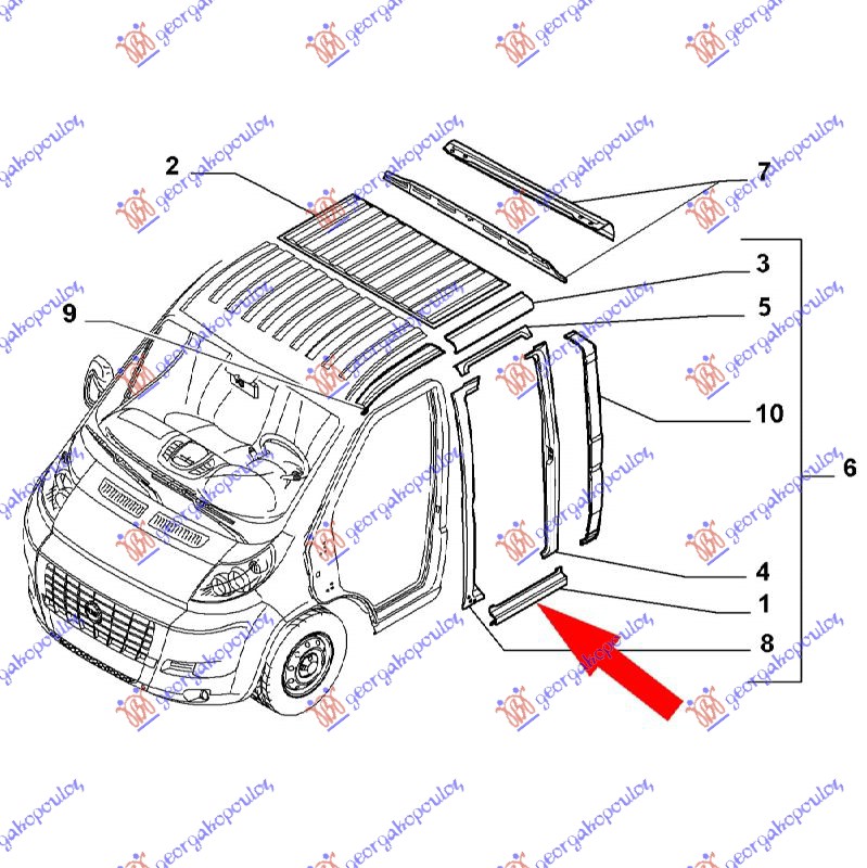 Μαρσπιε Πορτας Συρωμενης 141X12 Cm Δεξια Fiat Ducato 20- - 299108291