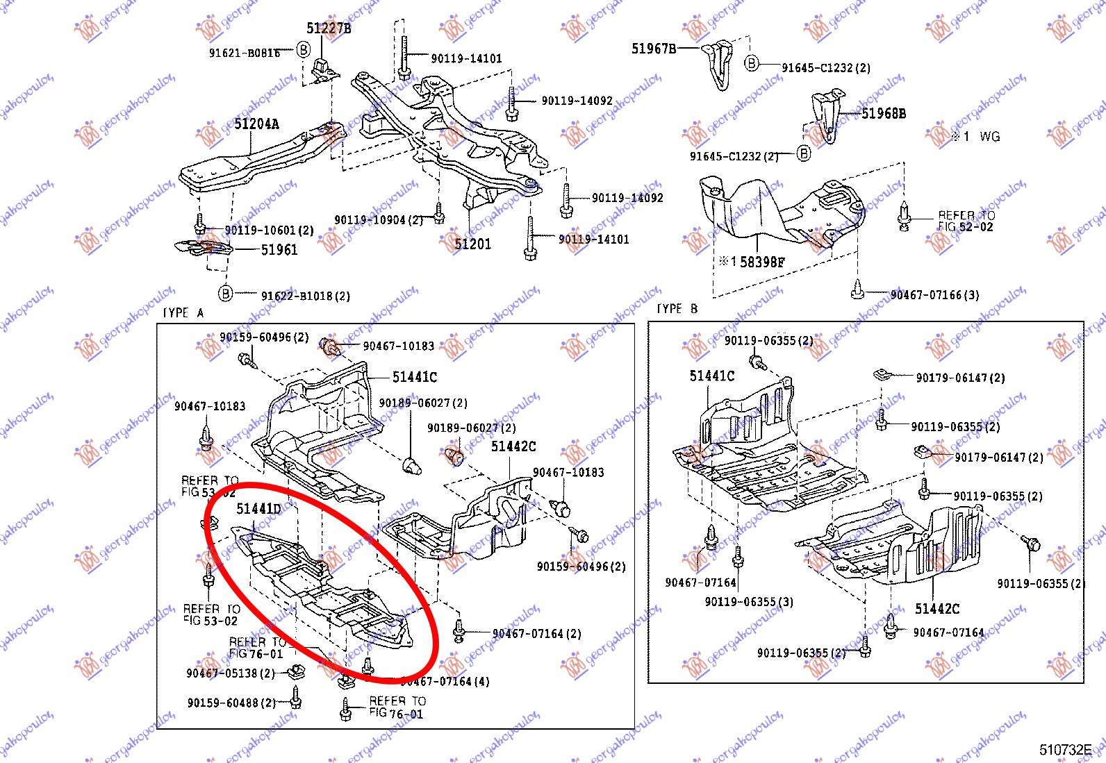 Ποδια Μηχανης Πλαστικη Μεσαια Toyota Corolla (E 12) Sdn 02-06 - 044000830