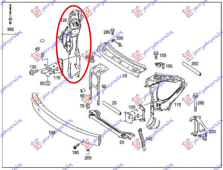 Φανοστατης Εμπρος Μεταλλικος Δεξια Mercedes Ml (W164) 05-11 - 052800471