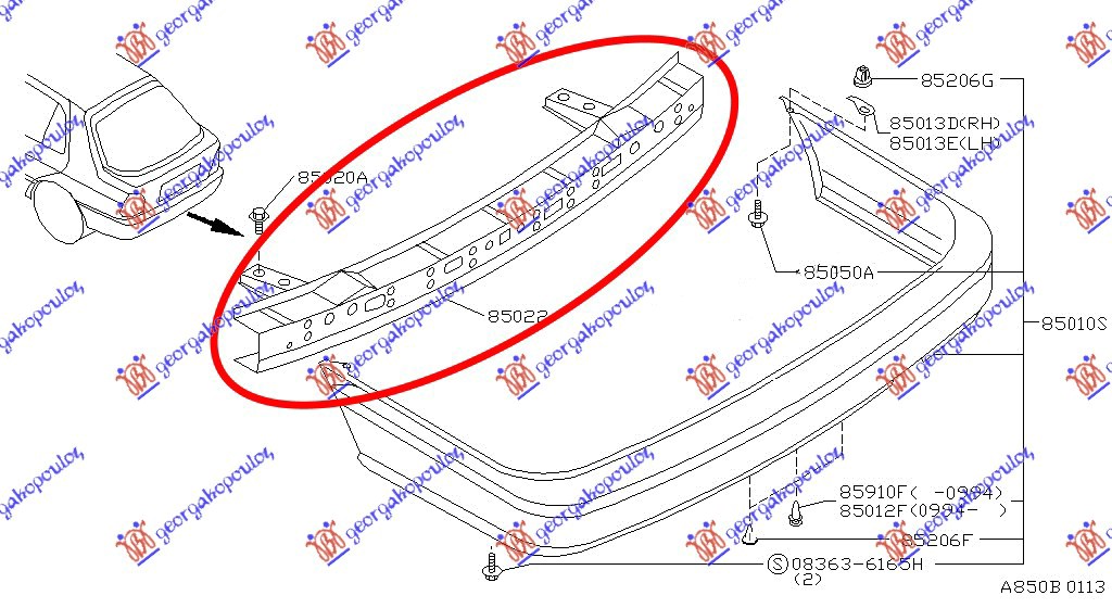 Τραβερσα ΠΡΟΦΥΛ.ΠΙΣΩ Sdn Nissan Sunny (N14) SDN-H/B 92-95 - 086003850