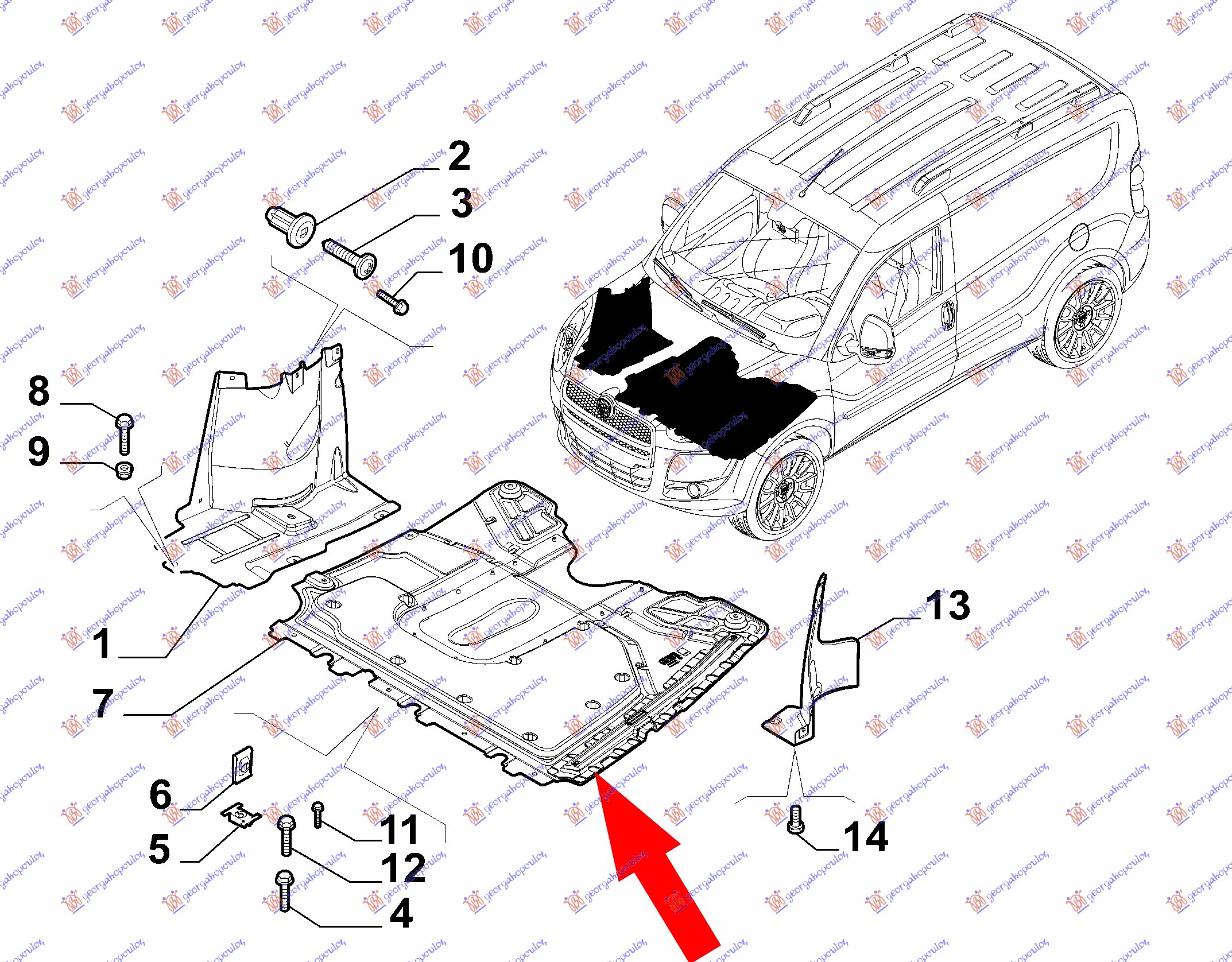 Ποδια Μηχανης Πλαστικη (Α ΠΟΙΟΤΗΤΑ) Fiat Doblo 15- - 294100840