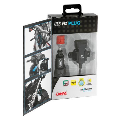Φορτιστης Usb Με Φις Αναπτηρα Και Καλωδιο 150cm 12/24V 2,4A Αδιαβροχος