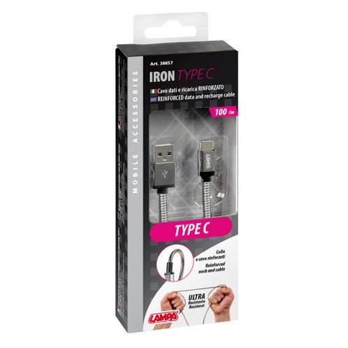 Καλωδιο Usb Φορτισης & Συγχρονισμου Iron Silver Line - Type C (100 cm)