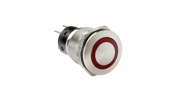 Διακοπτης Μπουτον (BUTTON) 12/24V 5Amax 5PIN IP65 ON/OFF Me Led Κοκκινο ...