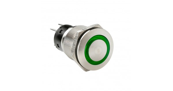 Διακοπτης Μπουτον (BUTTON) 12/24V 5Amax 5PIN IP65 ON/OFF Me Led Πρασινο ...