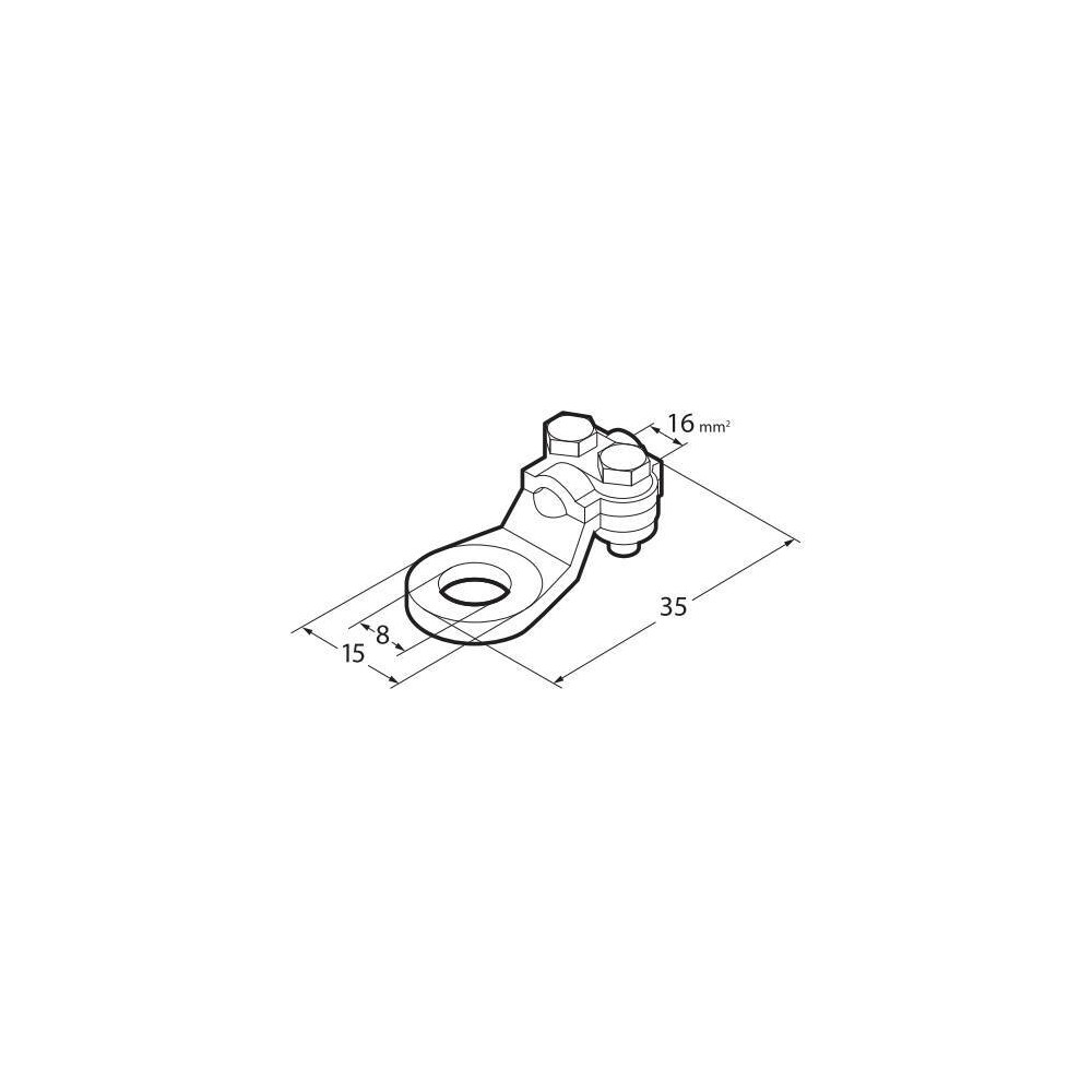 Ακροδεκτες Καλωδιων Μπαταριας 16mm²ΜΕ Τρυπα 8mm Με Πλακα Συσφιξης 2ΤΕΜ